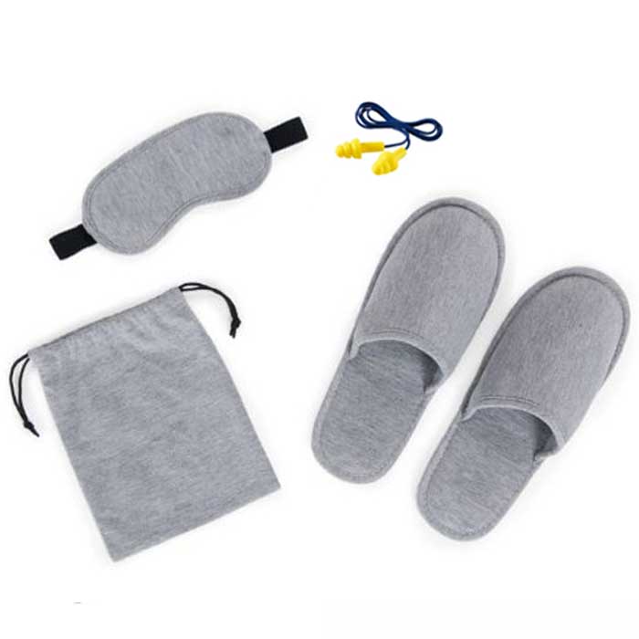 ערכת טיסה ונסיעות עם אטמי אוזניים, כיסוי עיניים ונעלי בית – גאדג'טשופ